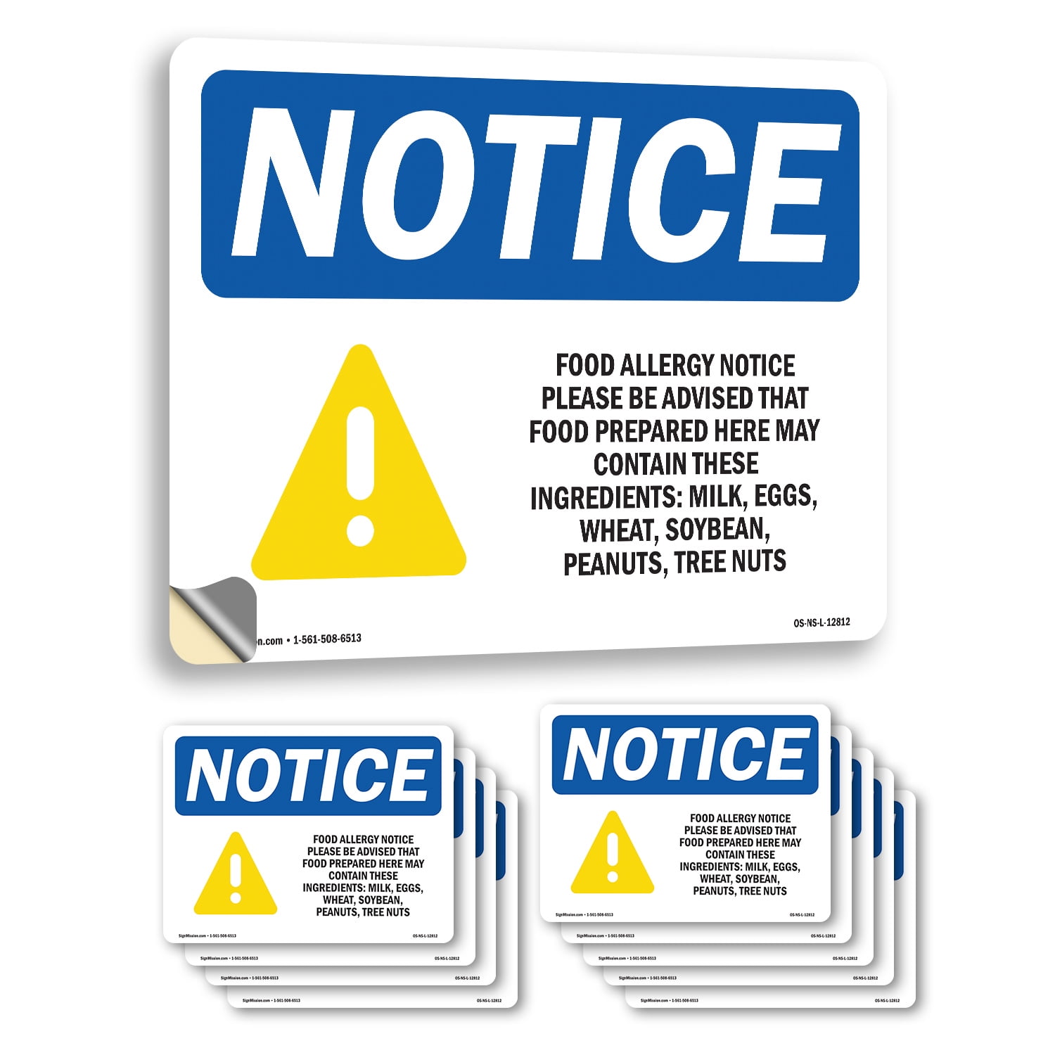 Food Allergy Notice Please Be With Symbol OSHA Notice Vinyl Decal Label ...