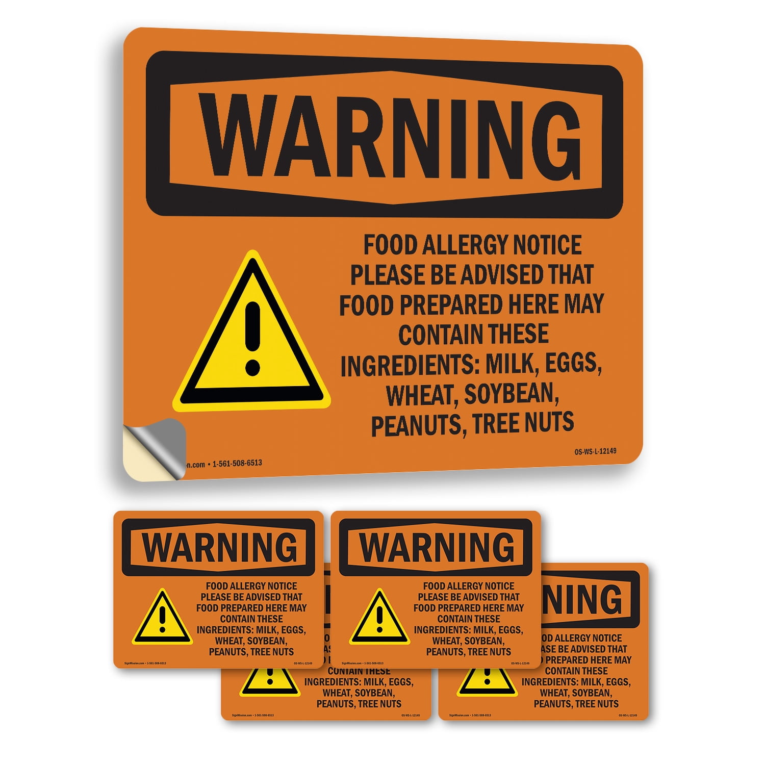 Food Allergy Notice Please Be With Symbol OSHA WARNING Vinyl Decal ...