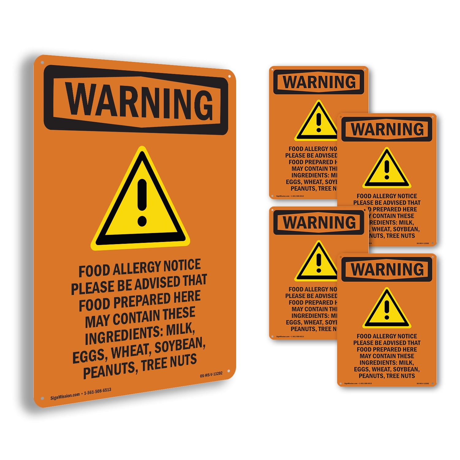 Food Allergy Notice With Symbol OSHA WARNING Aluminum Sign 18 Inch x 12 ...