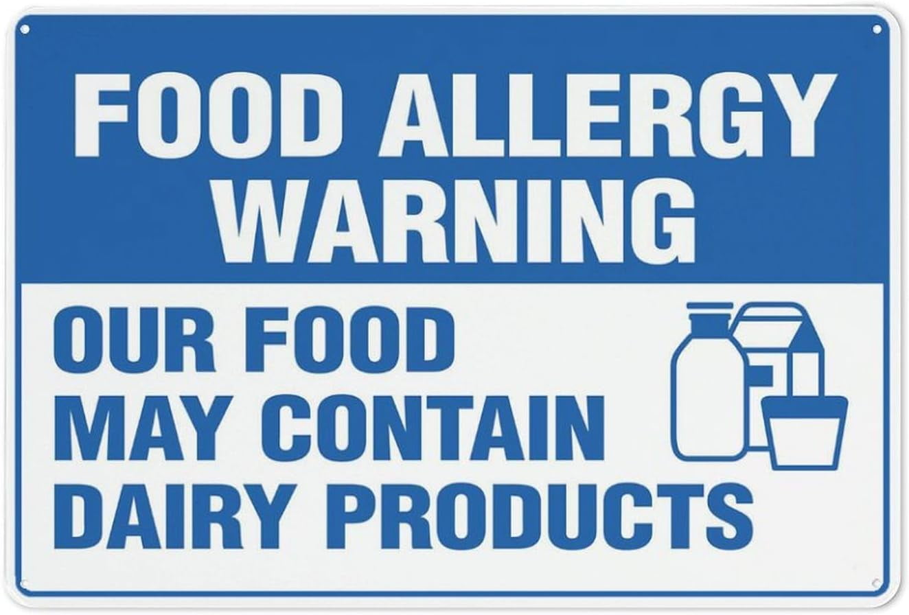 Food Allergy Warning Dairy Products Sign Metal Signs Aluminum Sign Pre ...