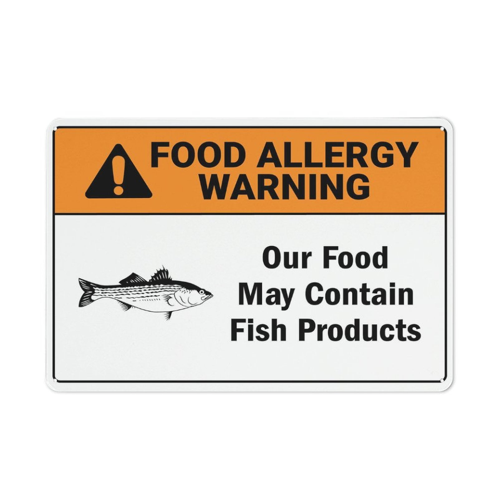 Food Allergy Warning Fish Products Sign For House Door Office Business ...