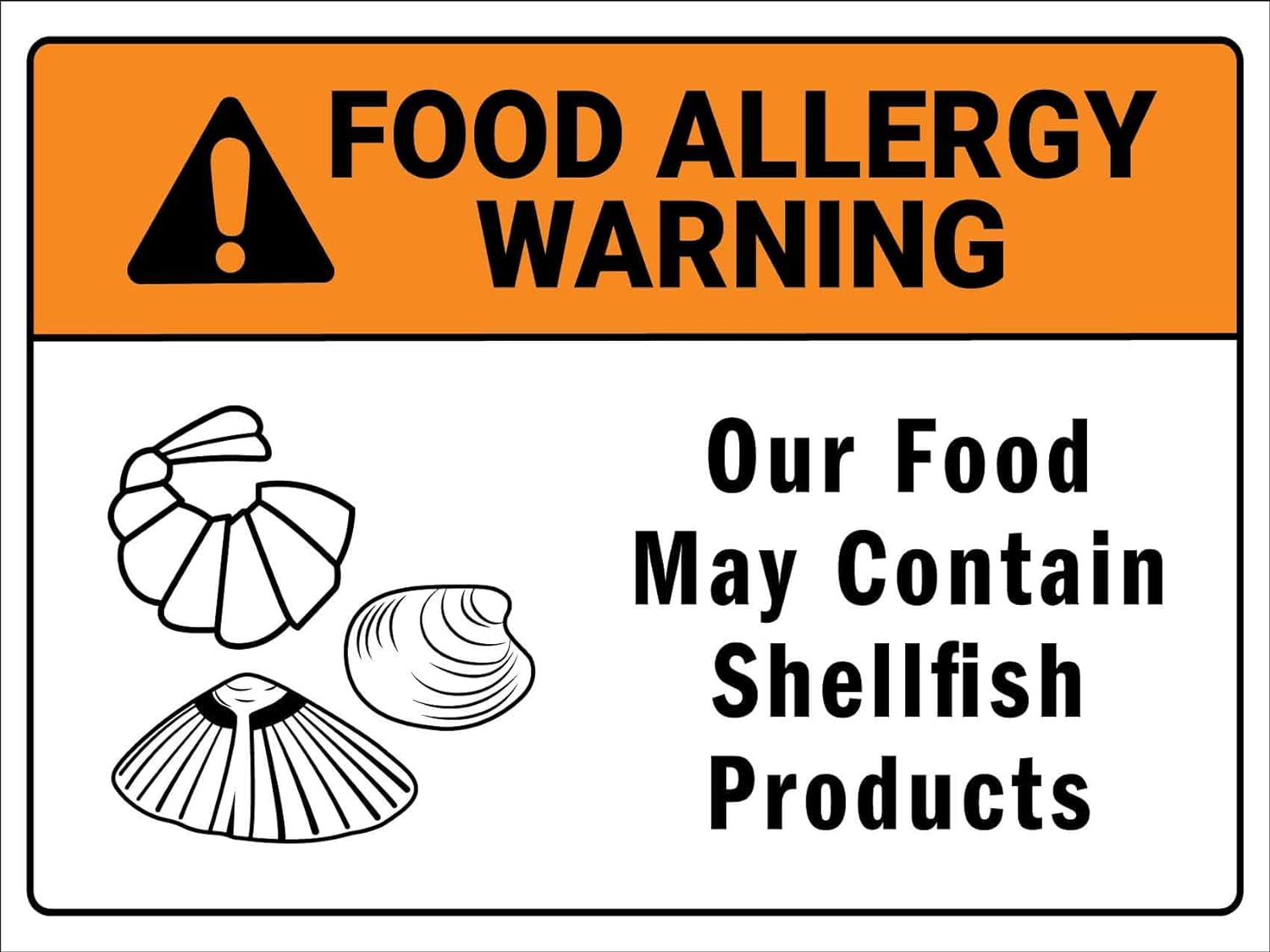 Food Allergy Warning Shellfish Products Sign Metal Tin Sign 8x12 Inches ...