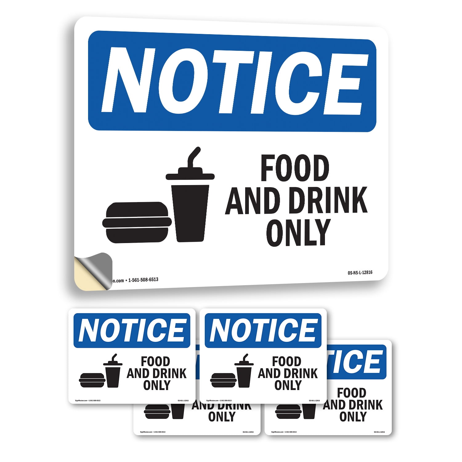 Food And Drink Only With Symbol OSHA Notice Vinyl Decal Label 10 Inch x ...