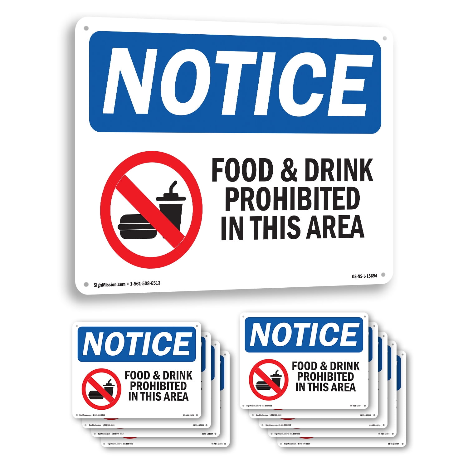 Food And Drink Prohibited In This Area OSHA Notice Aluminum Sign 24 ...