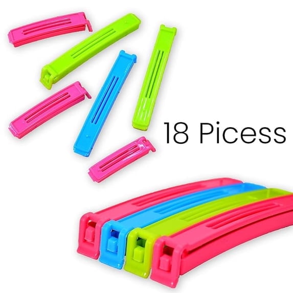 Food Bag Clips 18 Pcs – Multicolor Snack Pouch Clip Sealers, Plastic ...