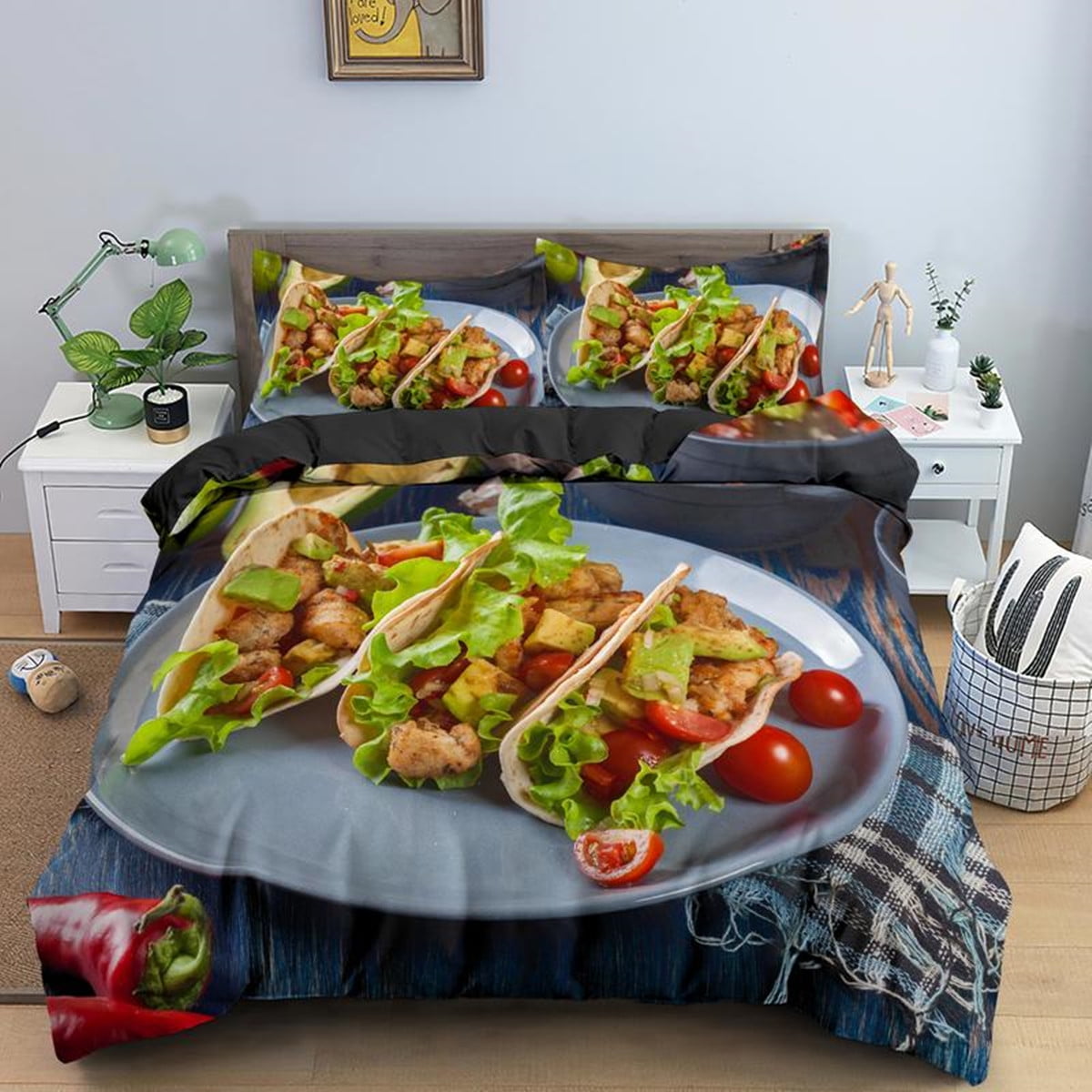 Food Beef 3D Fresh Meat Duvet Cover Delicious Seafood Sashimi Drumstick ...