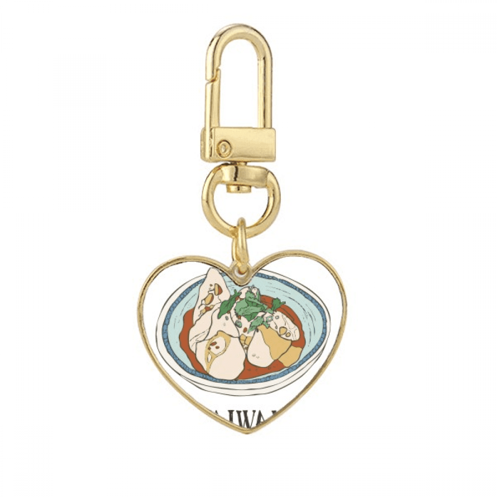 Food Beef noodles Taiwan Travel Gold Heart Keychain Metal Keyring ...