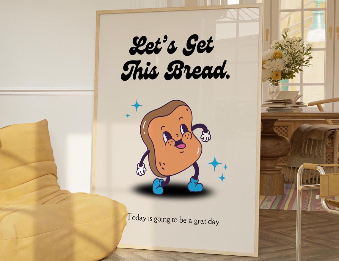 Food Breakfast Wall Art New Home Retro Mascot Art Print, Let'S Get This ...