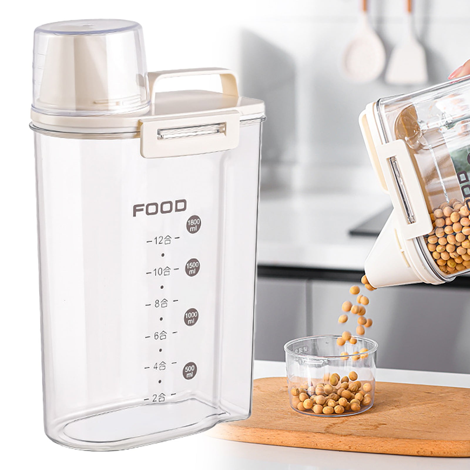 Food & Cereal Storage Container，Airtight Plastic Kitchen Organizer for ...