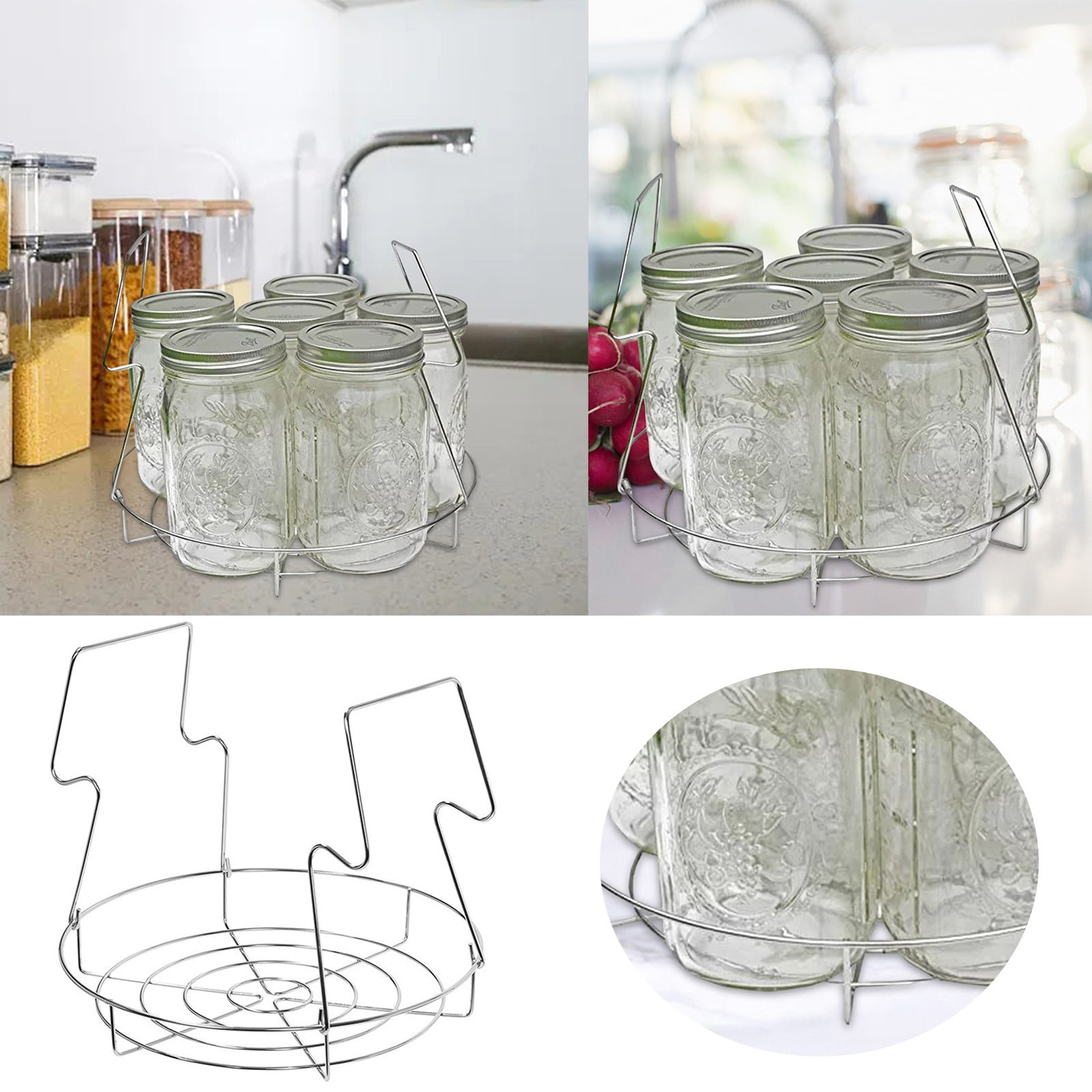 Food Clips Canner Rack Stainless Steel Foldable Canning Rack with ...