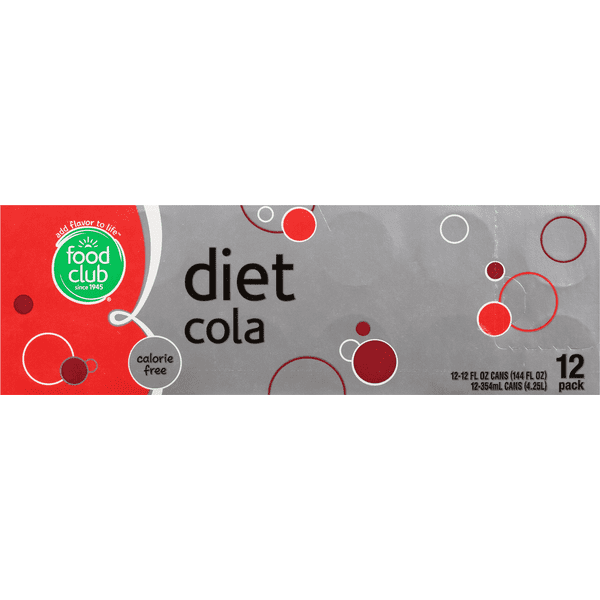 Food Club Diet Cola, 12 fl oz Cans, 12‑Pack – Zero Sugar, Classic Cola ...