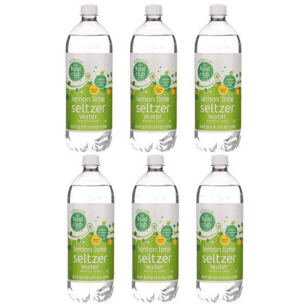 Food Club Lemon Lime Seltzer Water, 6 Pack, 33.8 fl oz Bottles ...