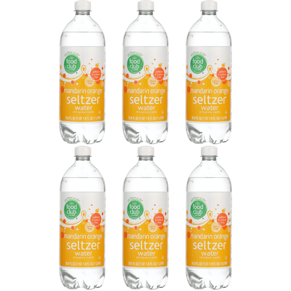 Food Club Mandarin Orange Seltzer Water, 6 Pack, 33.8 fl oz Bottles ...