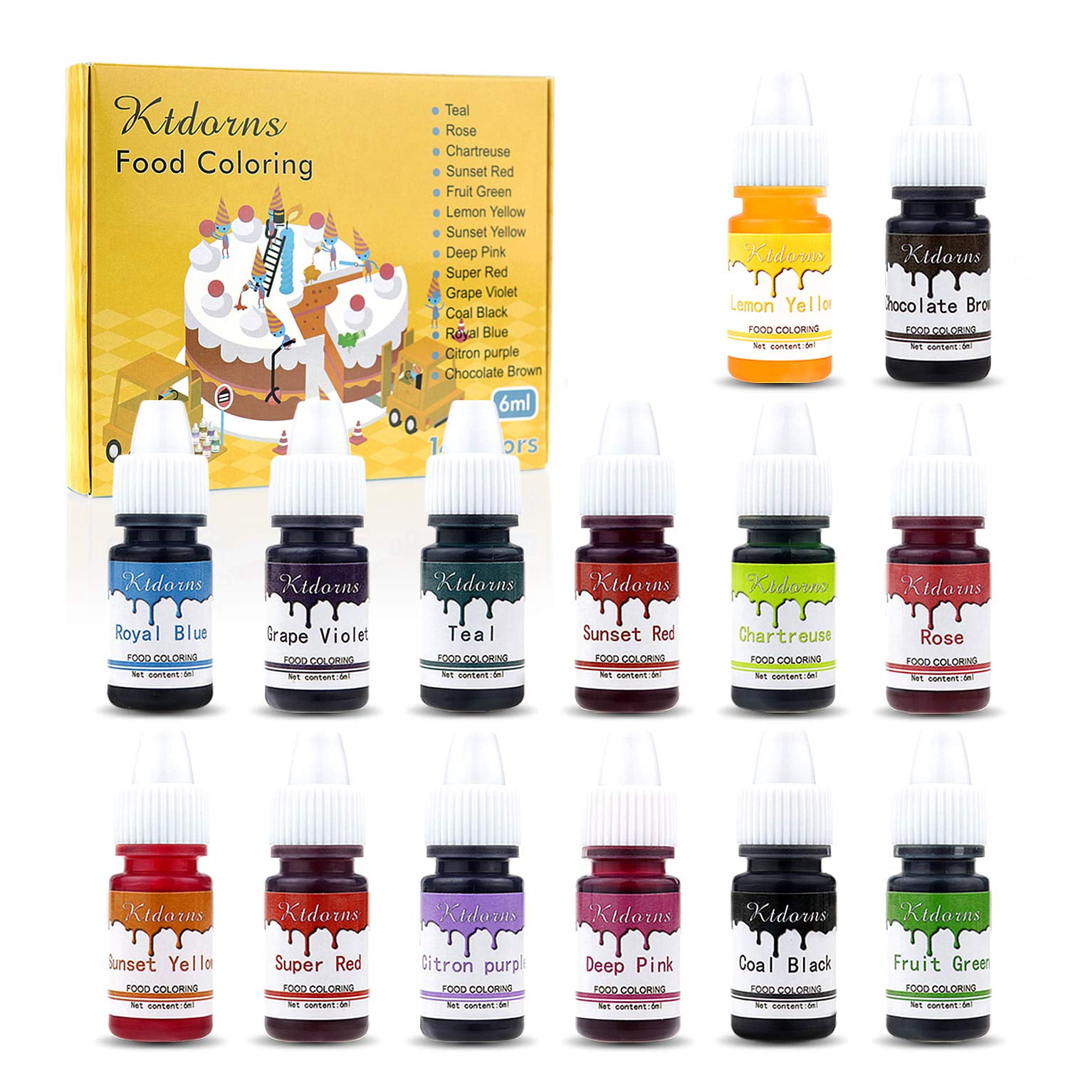 Food Coloring-14 Color Variety Kit-cake food coloring MDH1liquid ...
