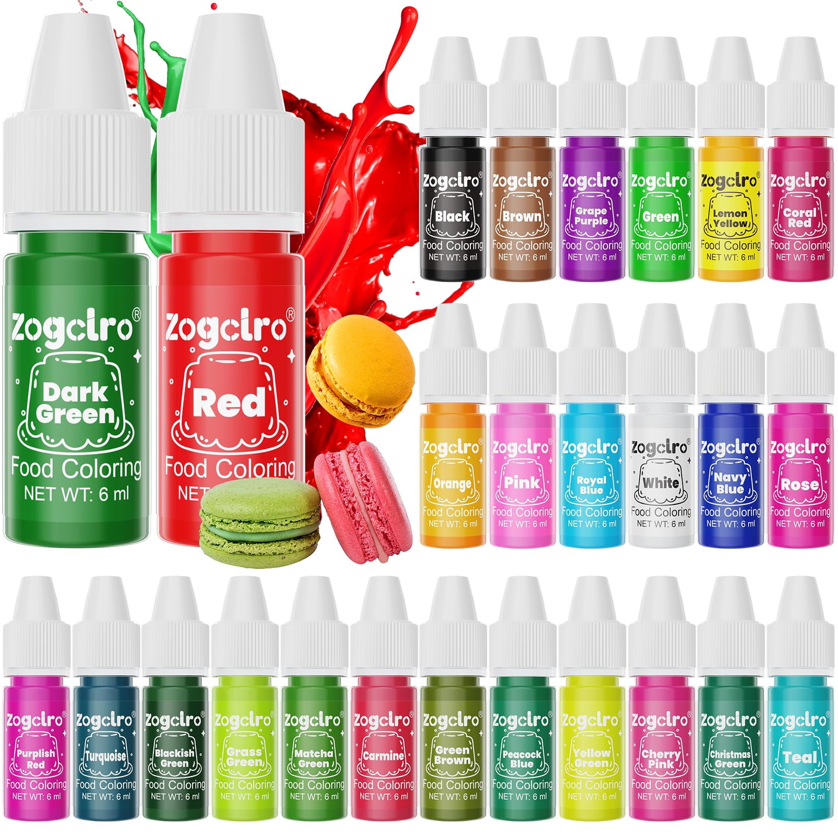 Food Coloring Liquid - 26 Colors Food KMC2Coloring Set, Vibrant Colors ...