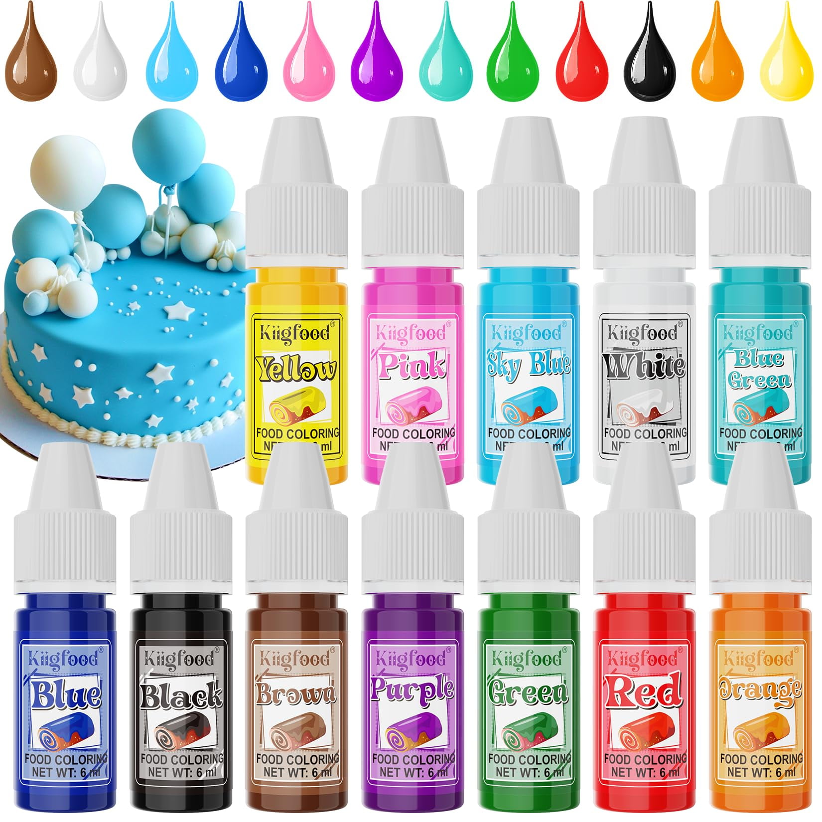 Food Coloring Liquid - Kiigfood 12 TVS1 Colors Concentrated Liquid Food ...