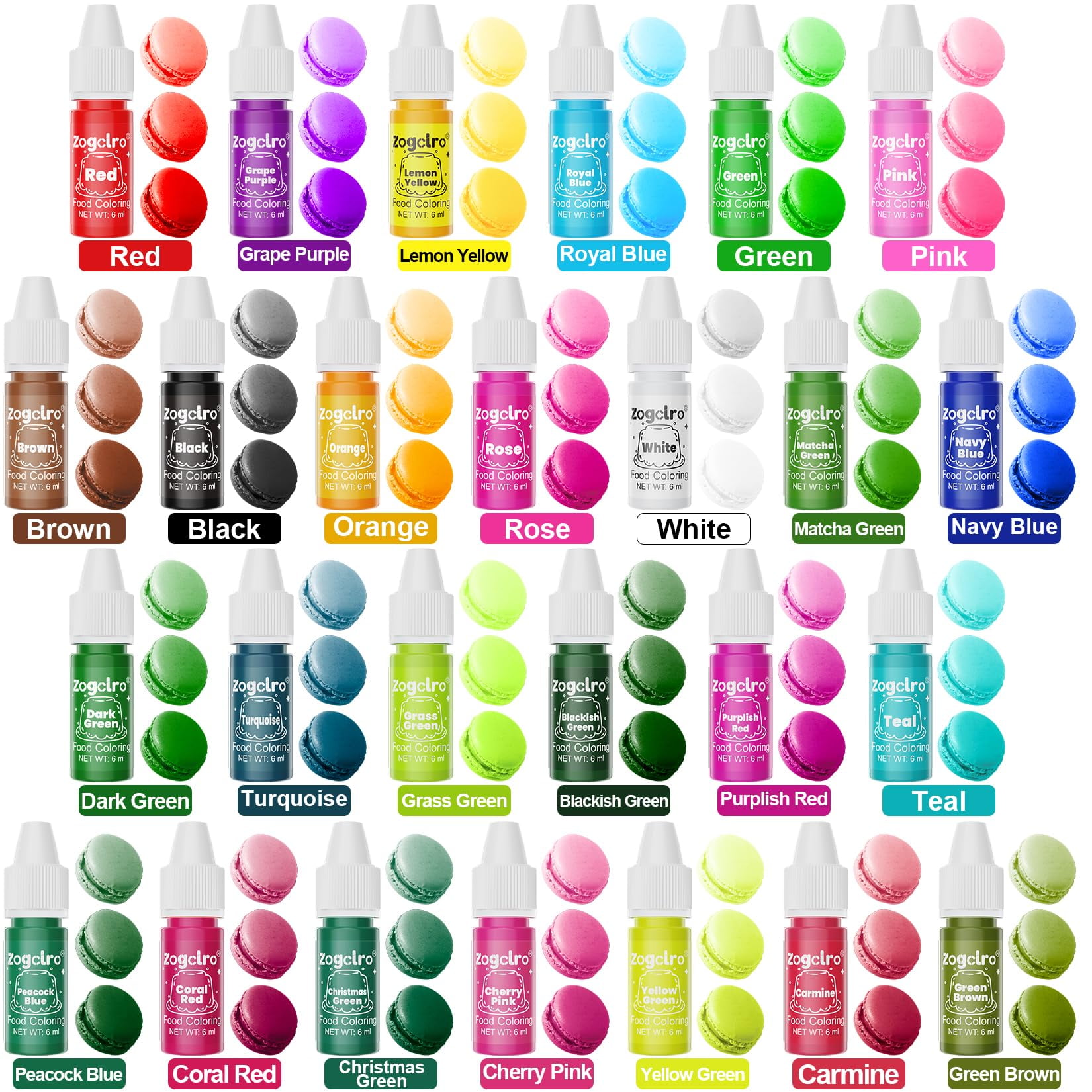 Food Coloring Liquid SCH4 - 26 Colors Food Coloring Set, Vibrant Colors ...
