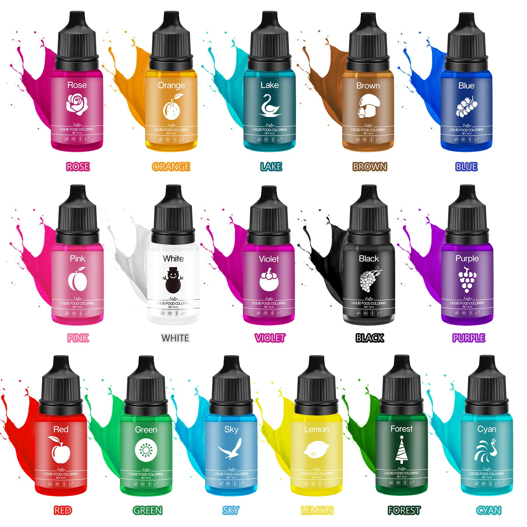 Food Coloring - SCH4 16 Vivid Colors Food Coloring Set Cake Decorating ...