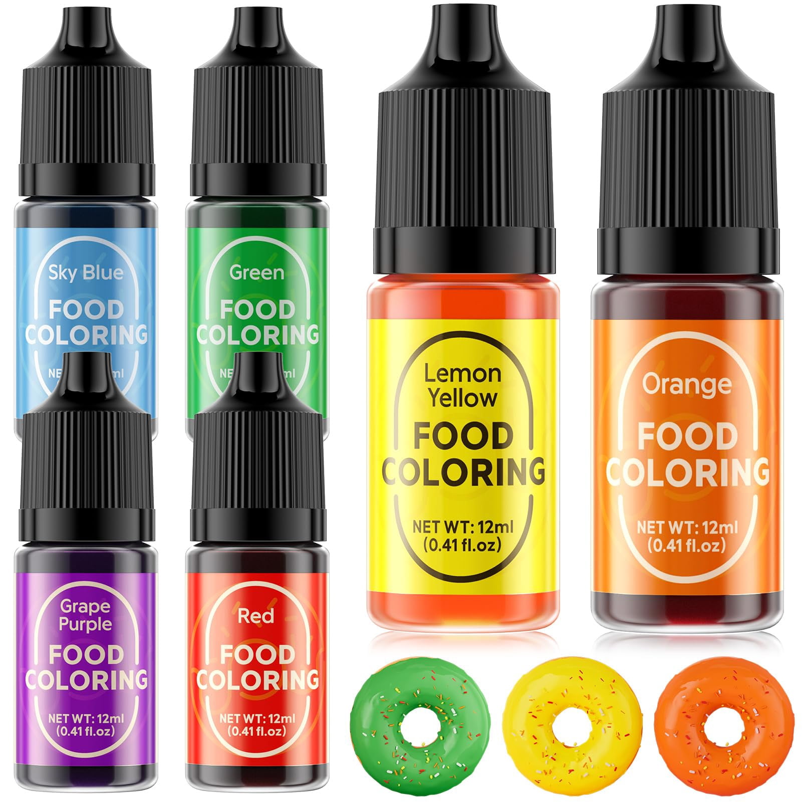 Food Coloring Set for Cake Decorating TVS1 - 12ml X 6 Color Food Grade ...