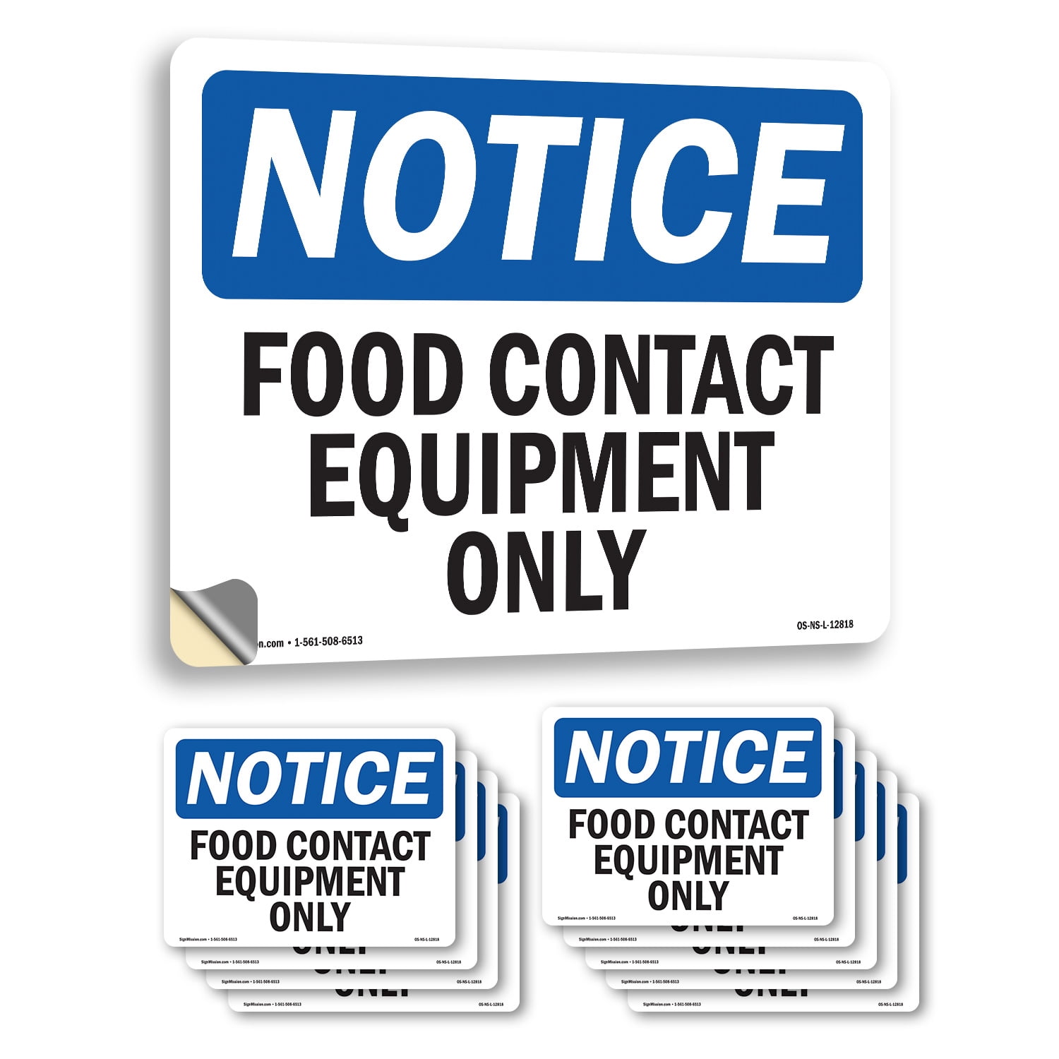 Food Contact Equipment Only OSHA Notice Vinyl Decal Label 7 Inch x 5 ...