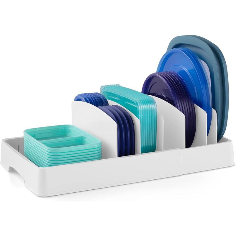 Food Container Lid Organizer, Expandable With Tall Dividers, BPA-Free ...