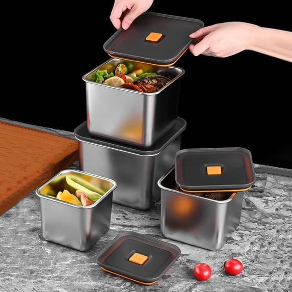 Food Container Storage Box - Stainless Steel, Airtight Vacuum Seal ...