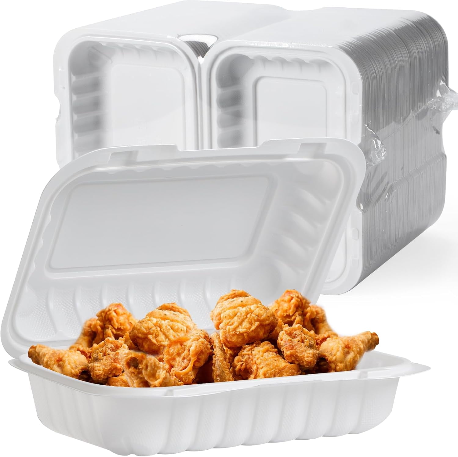 Food Containers 27 oz 9x6 50 Pack - Shrink Wrap Clamshells with Locking ...