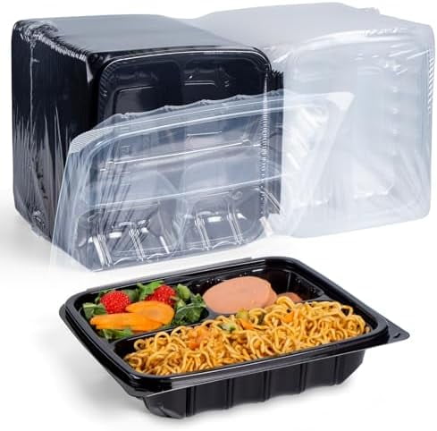 Food Containers 9.5" 38 oz 45 Pack - Anti Fog Lid Shrink Wrap ...