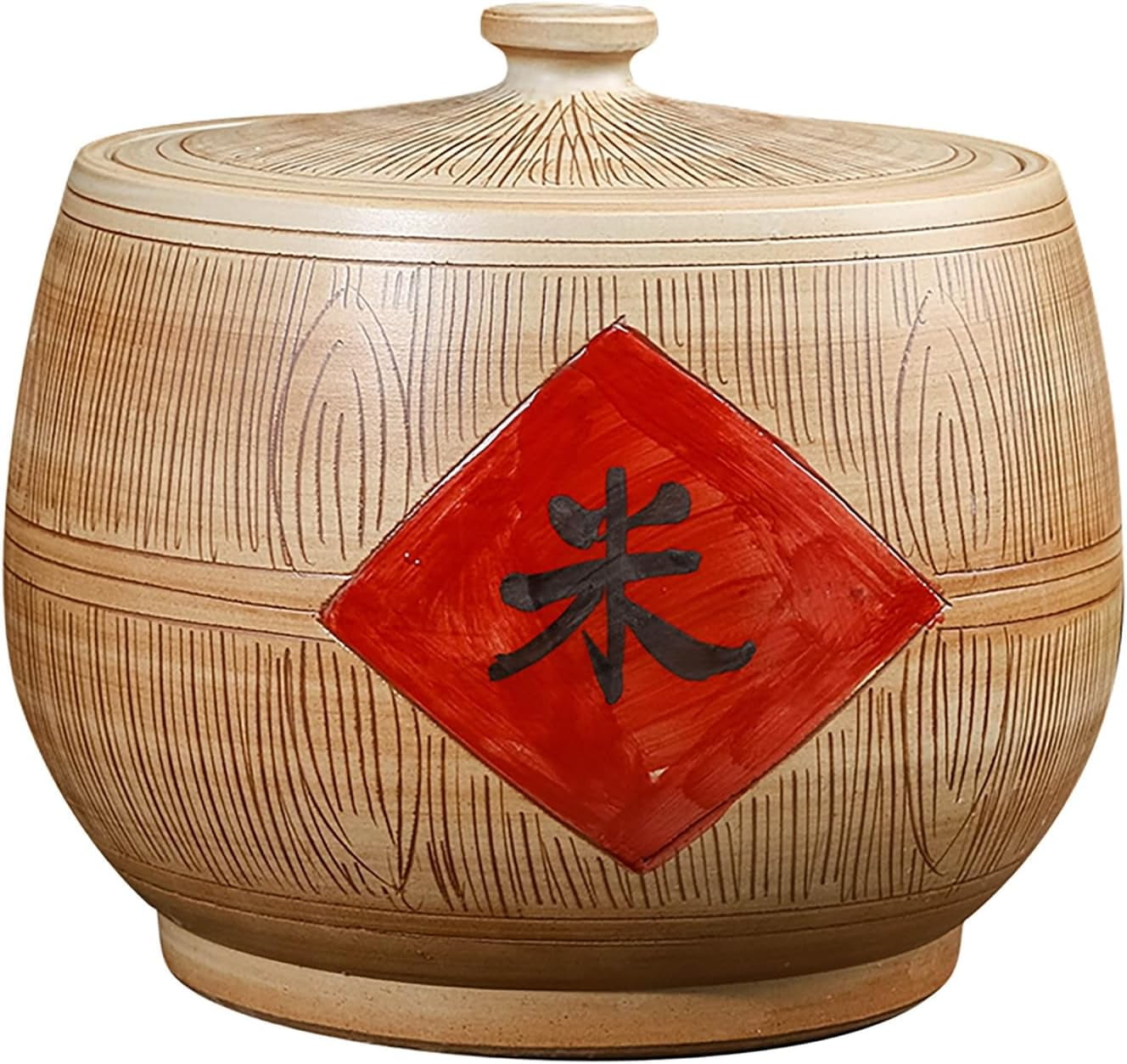 Food Containers Ceramic Rice Jar with Lid, Traditional Chinese Style ...