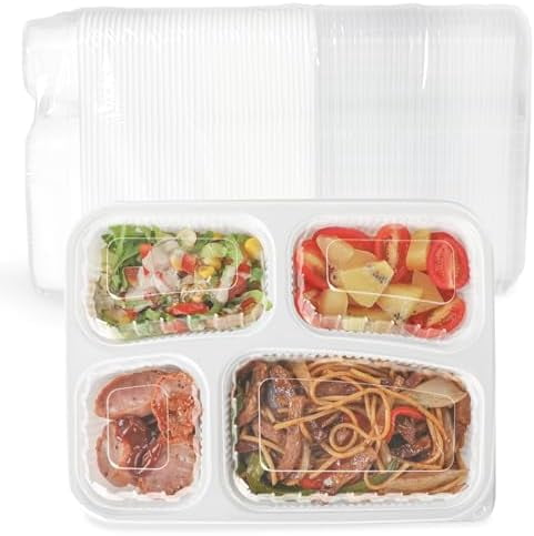 Food Containers with Lid 40 Pack 34 oz - Reusable Shrink Wrap 4 ...