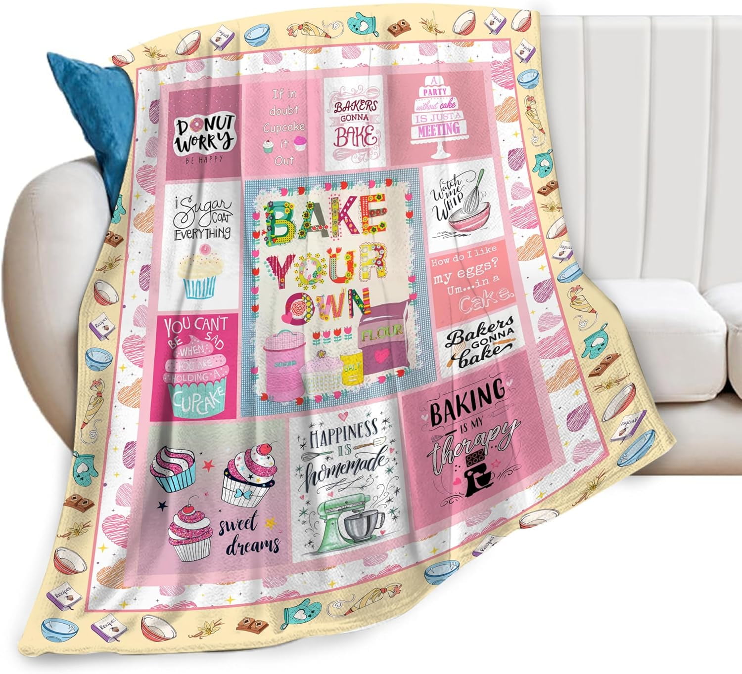 Food Cupcake Blanket Bake Cake Dessert Throw Blanket Ultra Cozy Super ...