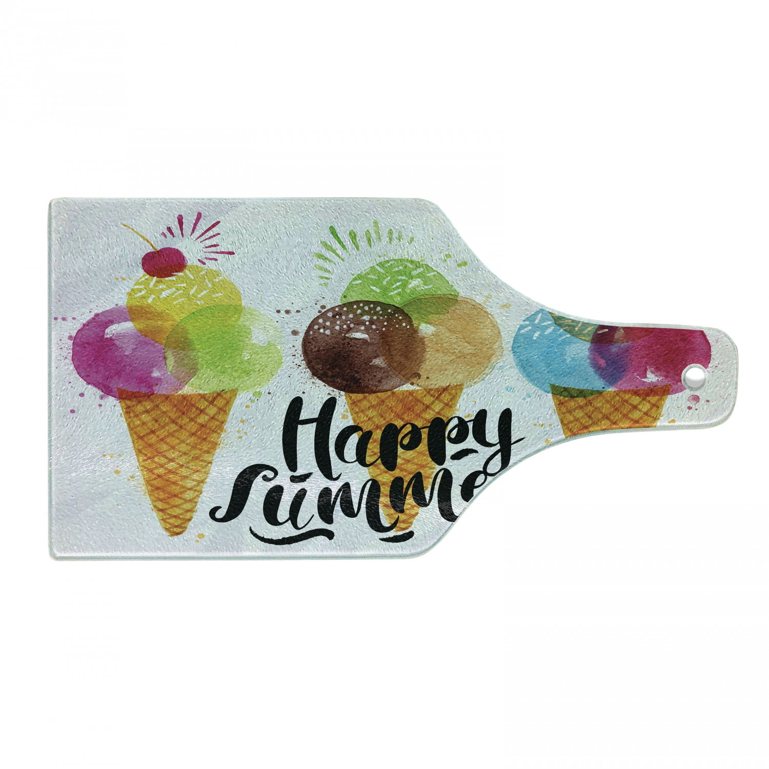 Food Cutting Board, Print of Ice Cream Cones and Fruit Milk Dessert ...