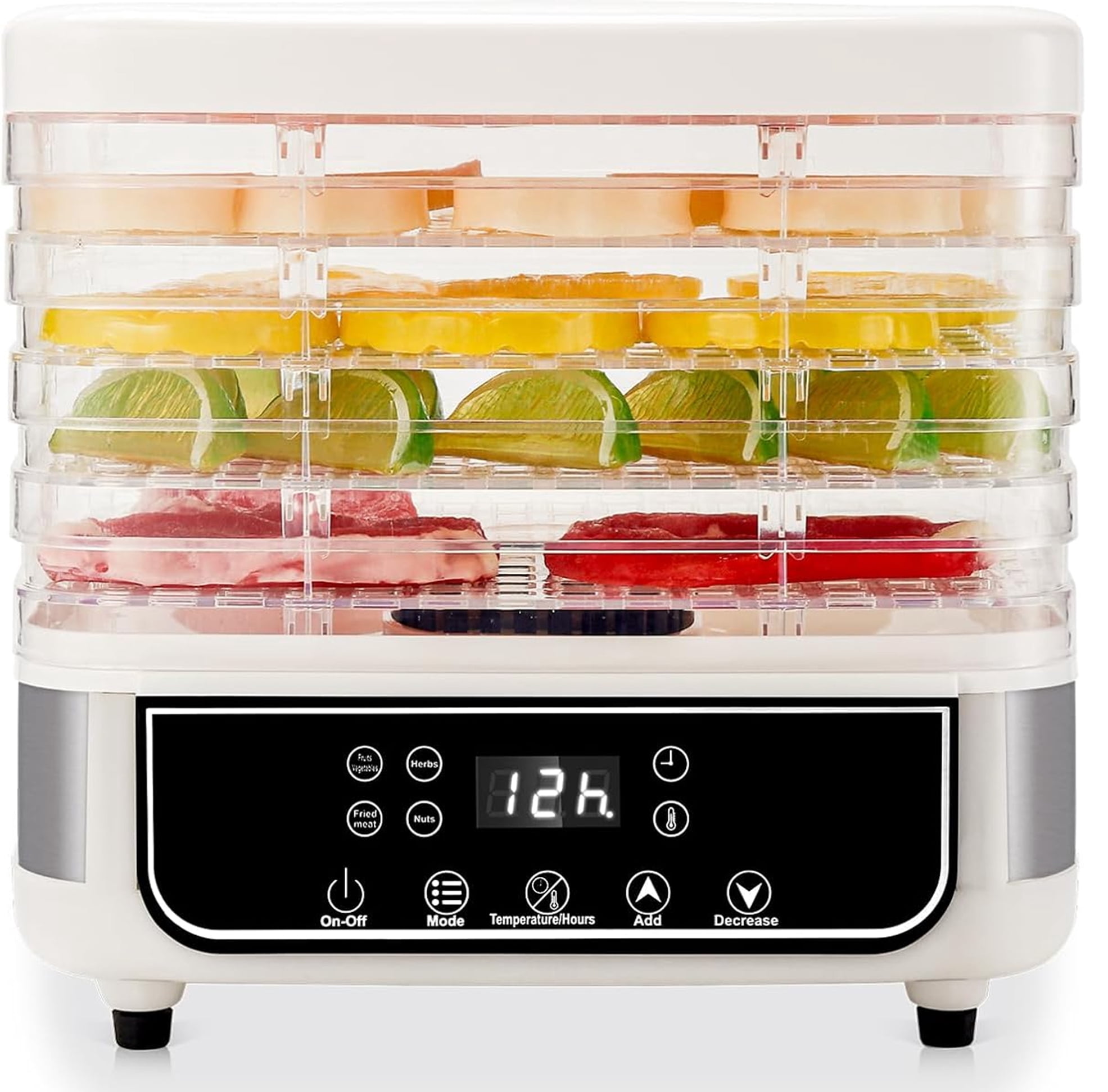 Food Dehydrator, 5 Layer Transparent Trays, 4 Preset Modes, Digital ...