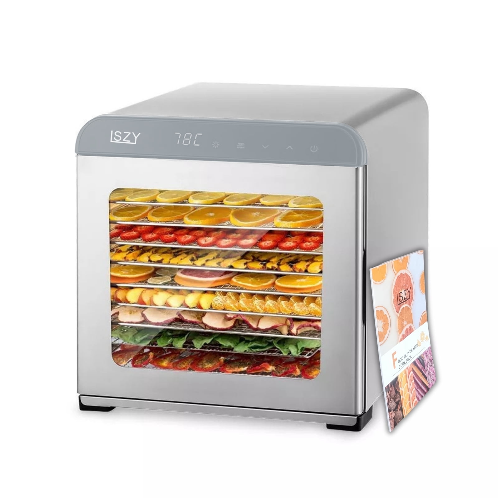 Food Dehydrator, Large 12'' 10 Trays Stainless Steel Meat Dehydrator ...