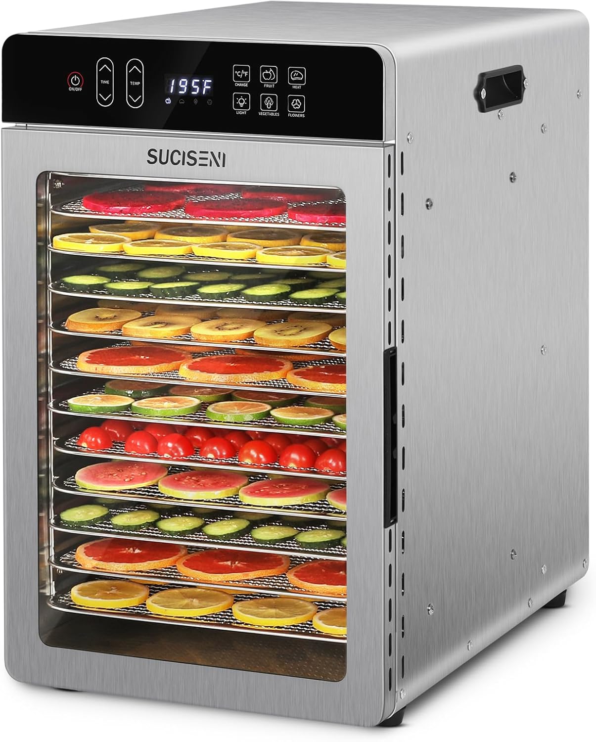 Food Dehydrator Machine for Jerky 11ft², 12 Trays 1000W Stainless Steel ...