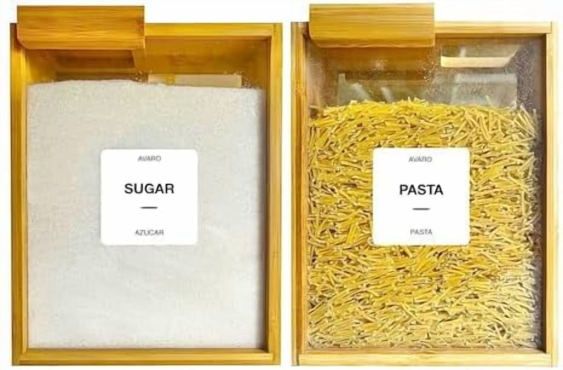 Food Dispenser – 2.2L Bamboo Cereal Dispenser Countertop & Rice ...