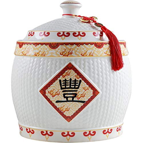Food Dispensers Ceramic Rice Bucket With Tassel Design, Household Rice ...