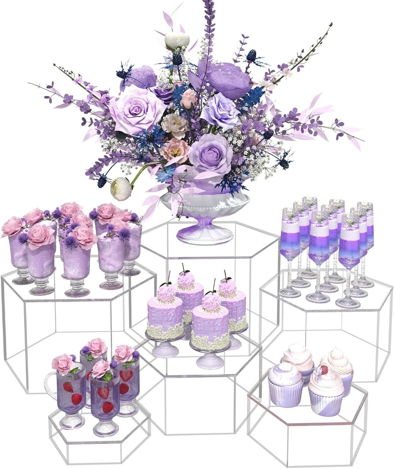 Food Display Risers for Party, Clear Acrylic Risers Display Stand for ...