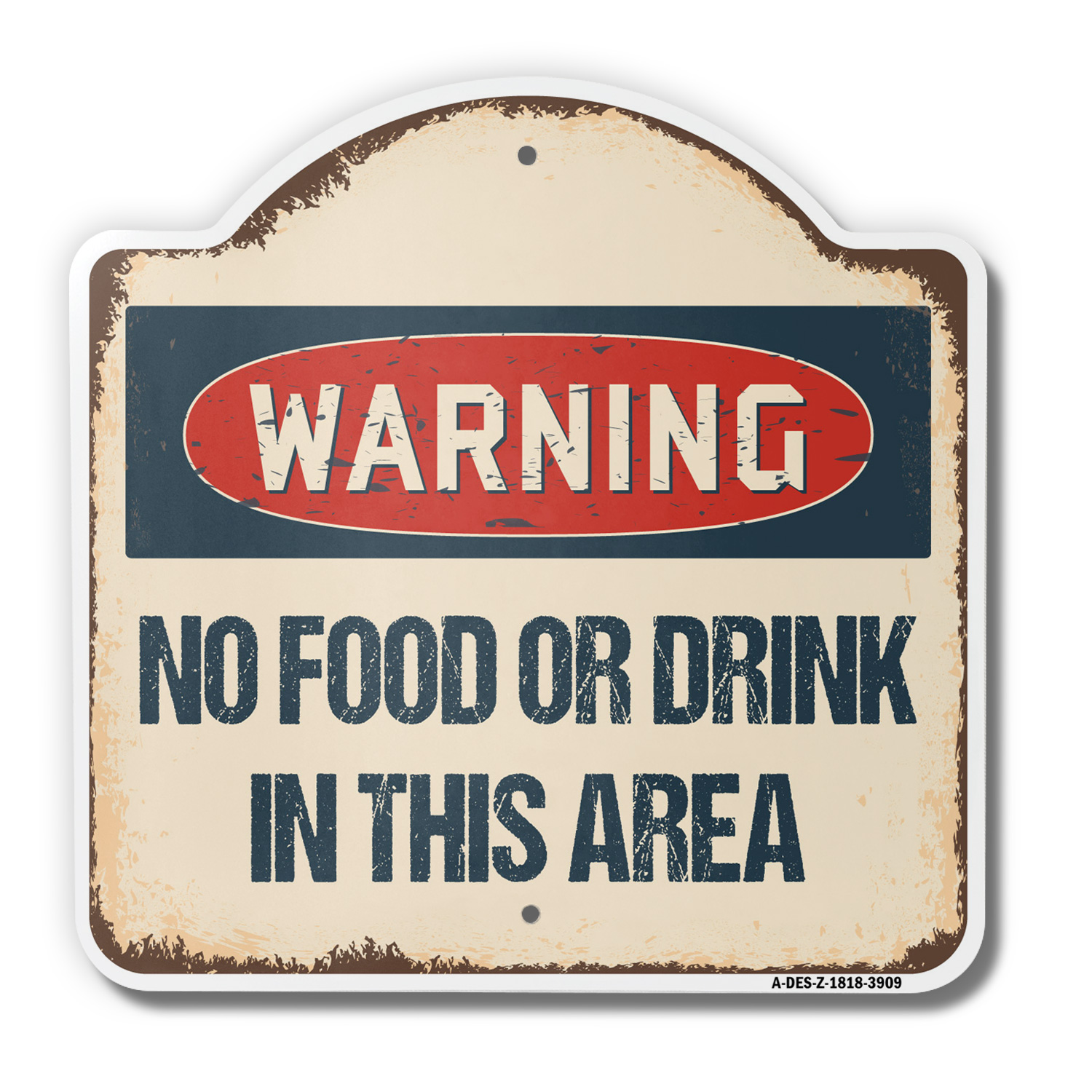 No Food Or Drink In This Area 18" X 18" Heavy-Gauge Aluminum ...