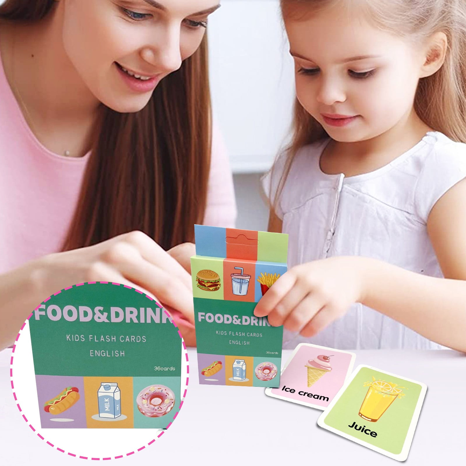 Food Drink Flash Cards, 36 Cards, Small Boxes for Toddlers, FlashCards ...