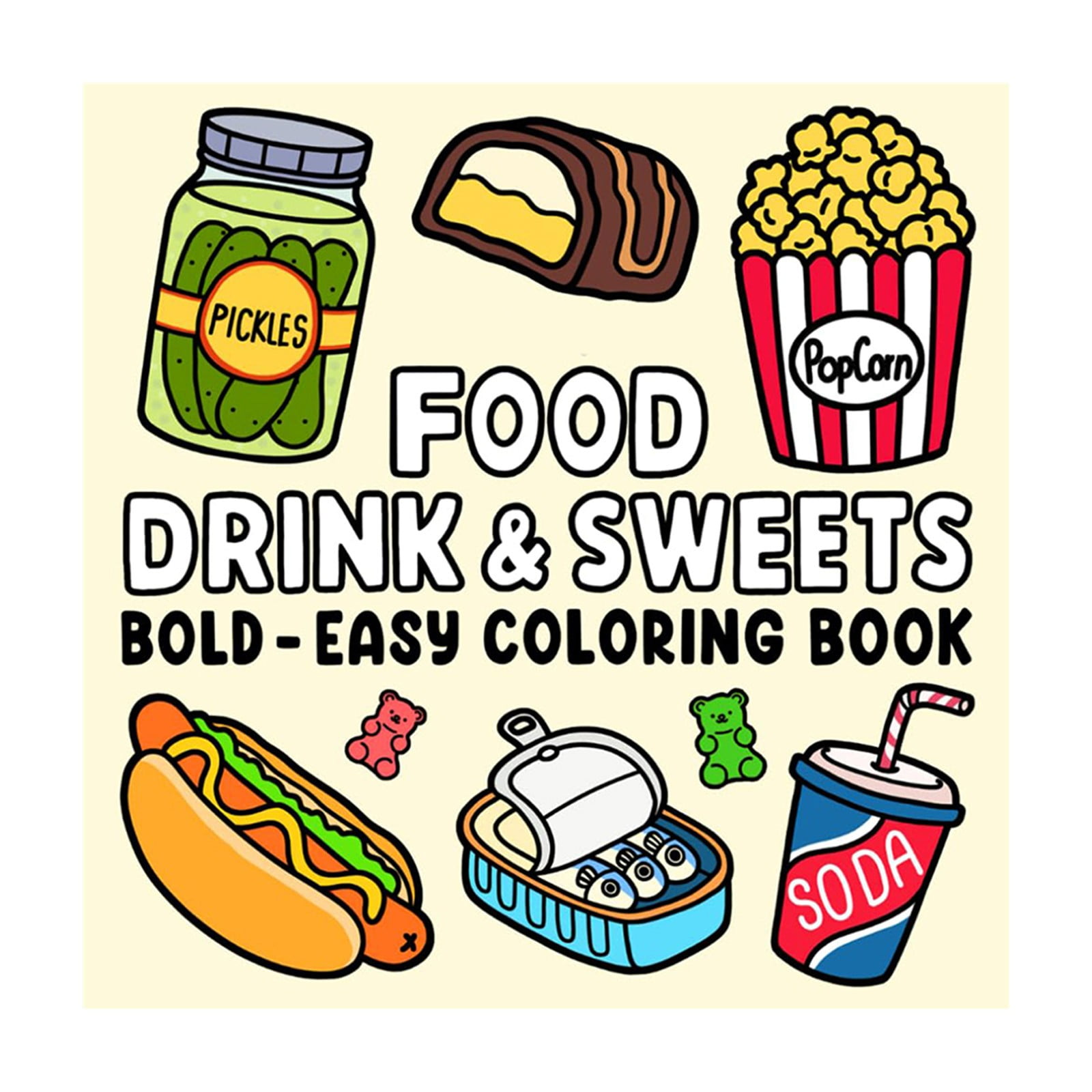 Food Drink & Sweets: Coloring Book for Adults and Kids, Bold and Easy ...