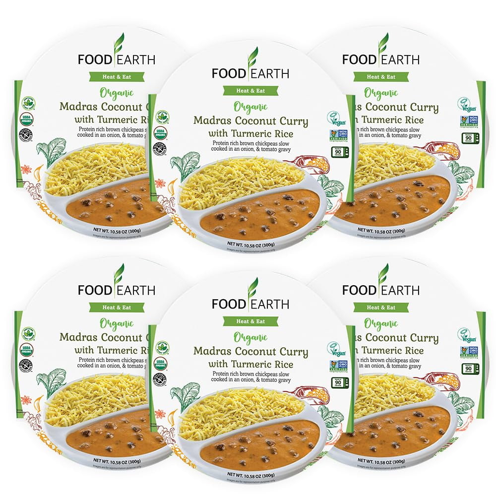 Food Earth Curry Madras Coconut Turmeric Rice 10.58 oz (Pack of 6 ...