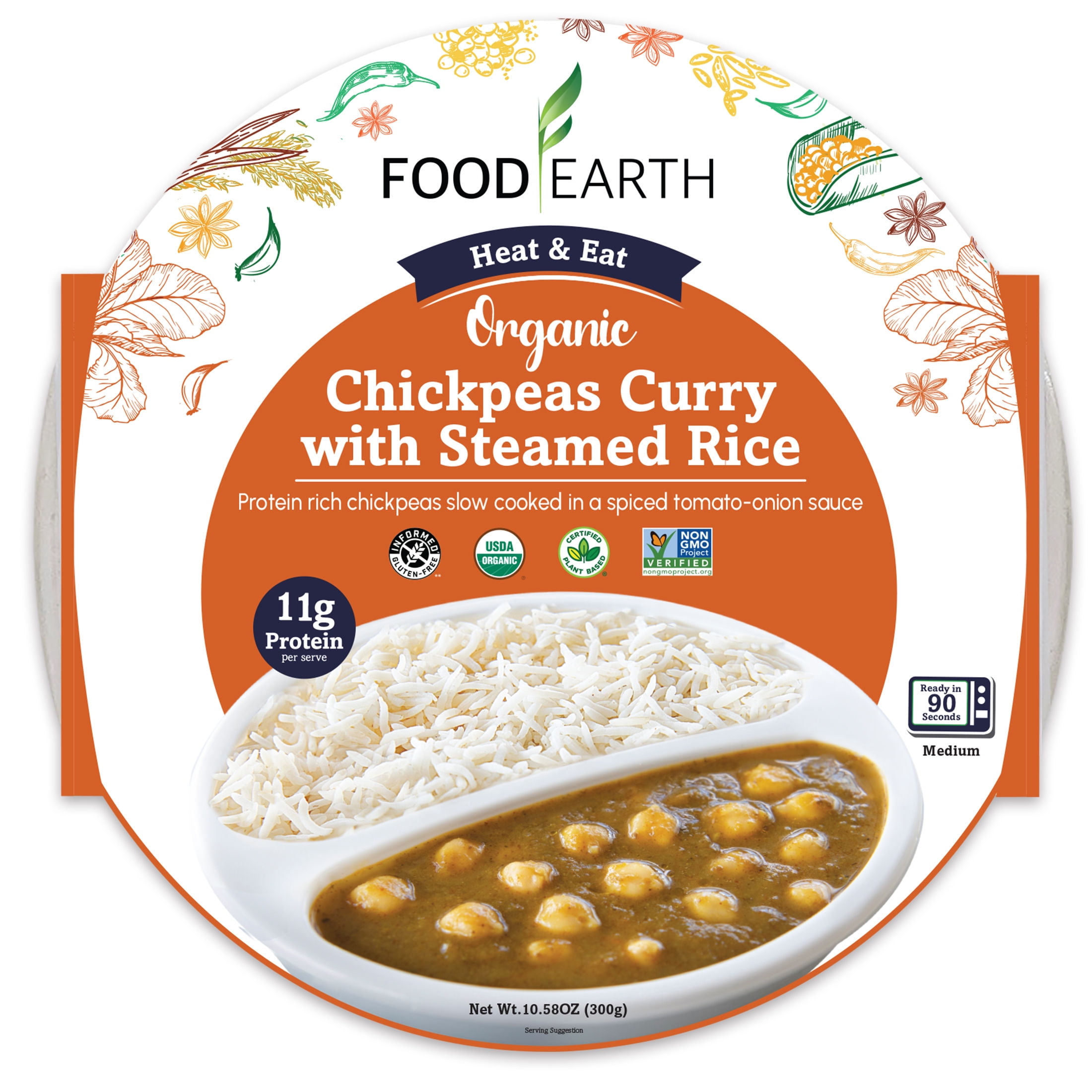 Food Earth - Organic Chickpeas Curry with Steamed Rice Ready to Eat ...