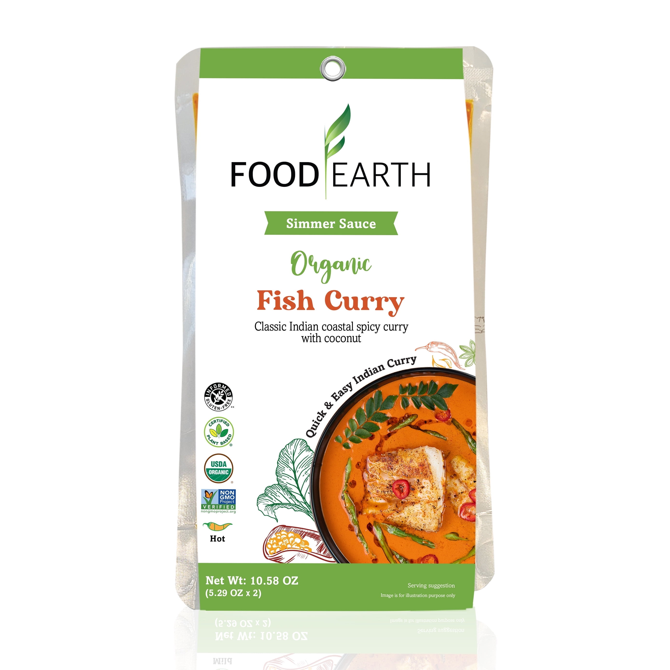 Food Earth Organic, Vegan, Non-GMO Indian Fish Curry Simmer Sauce, 6 x 10.58 oz - Walmart.com