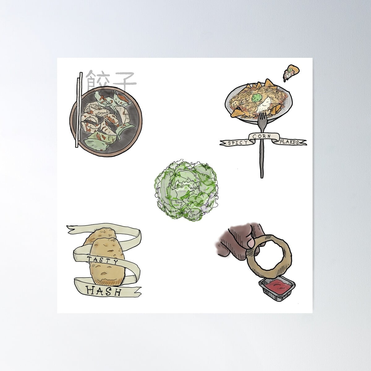 Food Flash Sheet Poster Wall Art, Modern Wall Decor For Living Room ...