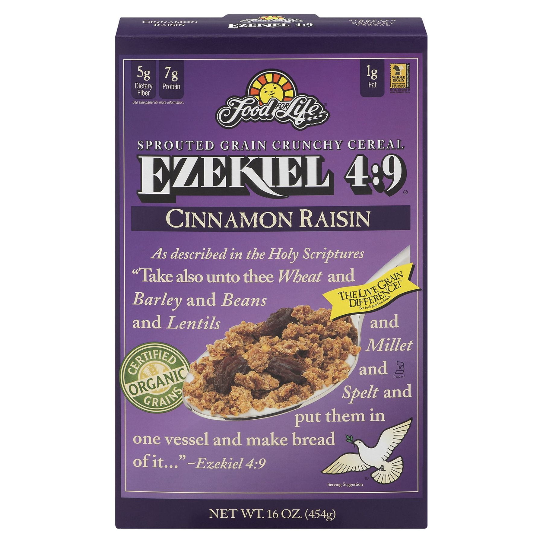 Food For Life Ezekiel 4:9 Sprouted Grain Crunchy Cereal Cinnamon Raisin ...
