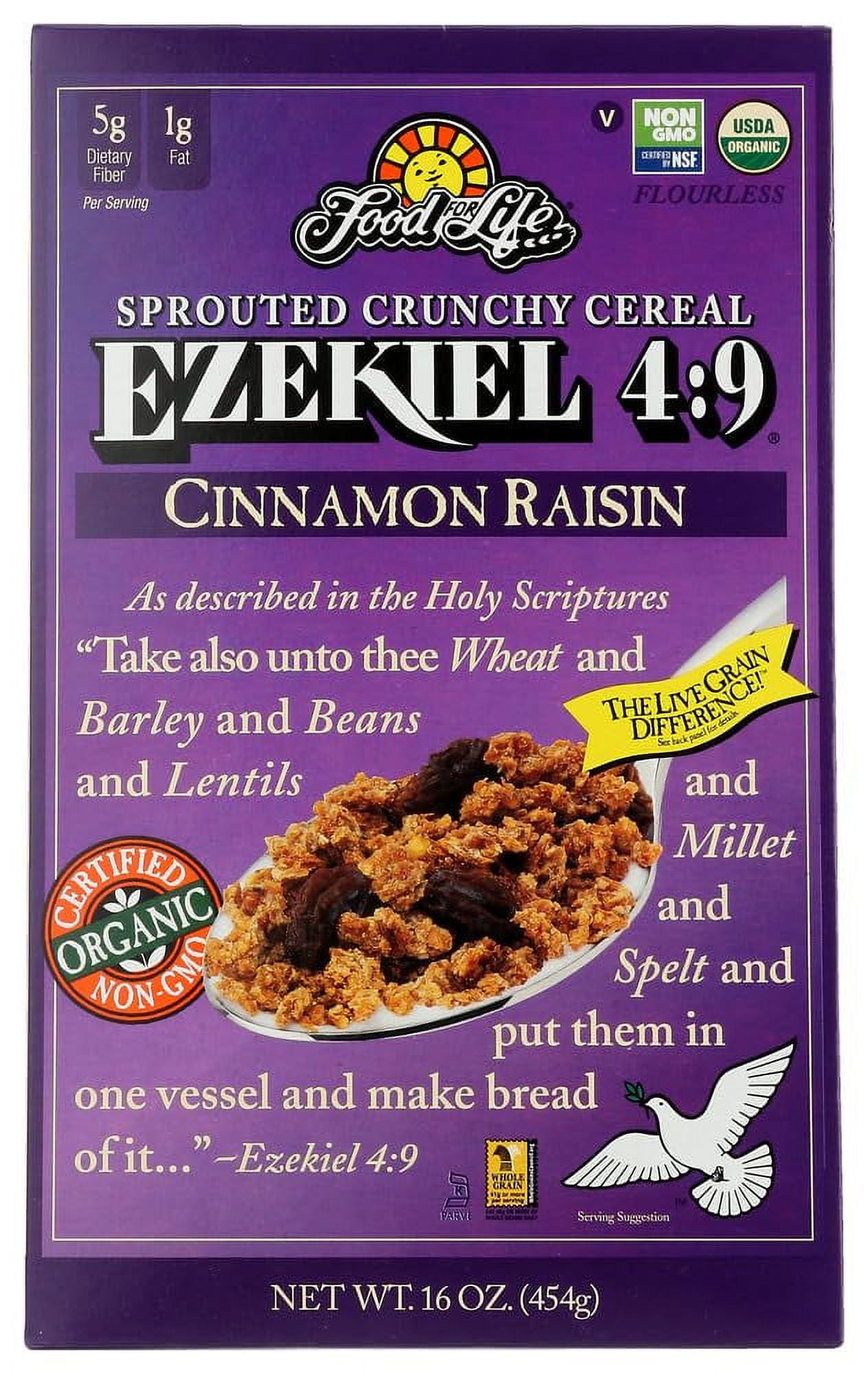 Food For Life - Ezekiel 4:9 Sprouted Whole Grain Cereal Cinnamon Raisin ...