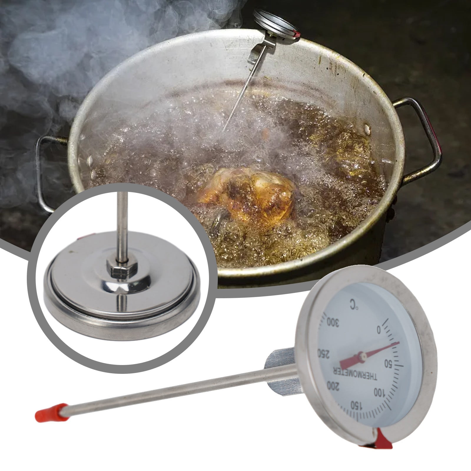 Food Frying With Clip Stainless Steel Deep Fryer Oil Temperature Gauge ...