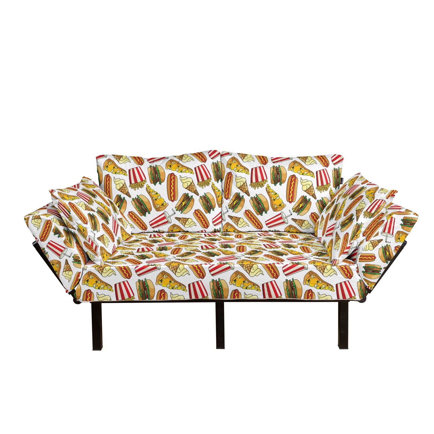 Food Futon Couch, Fun Fast Food Cartoon Hot Dog Hamburger Pizza Slice ...
