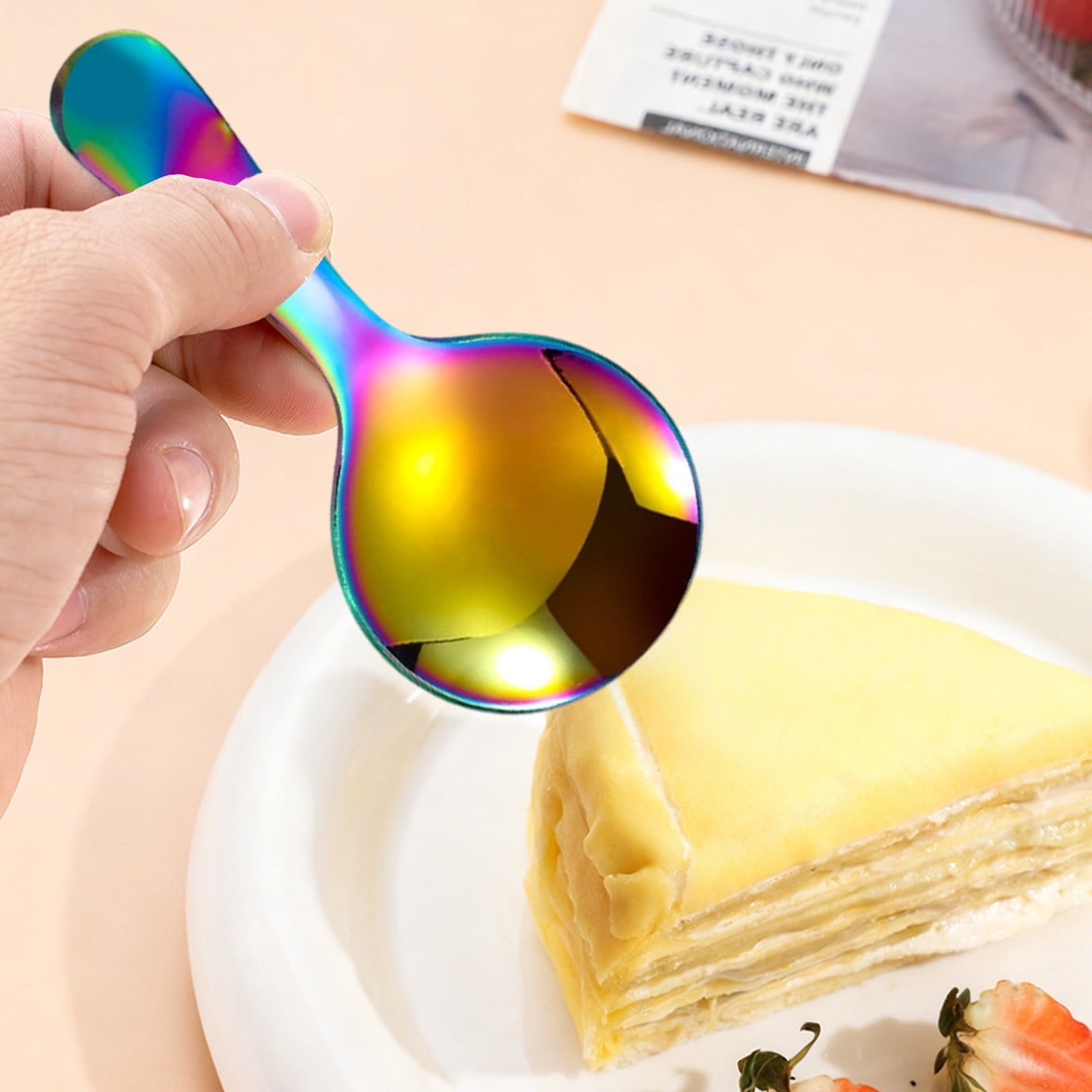 Food-Grade 304 Stainless Steel Short-Handled Dessert Spoon - Cute Mini ...